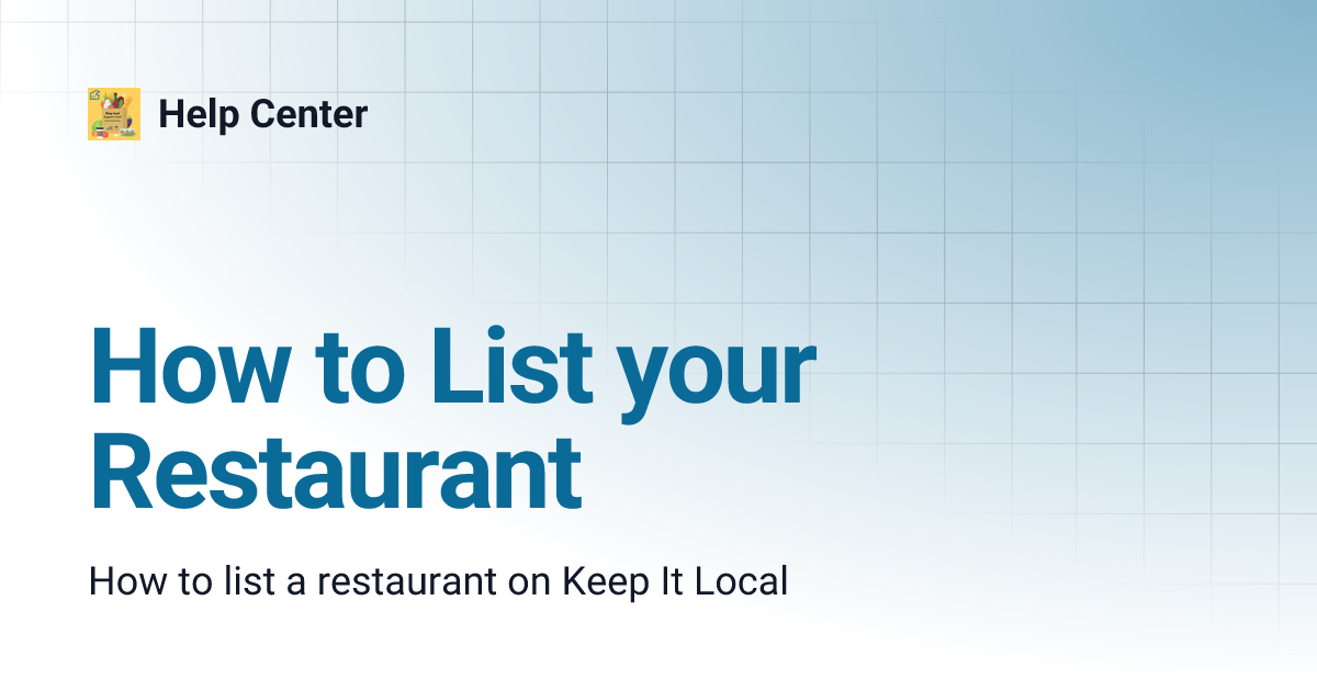 How to List your Restaurant | Help Center